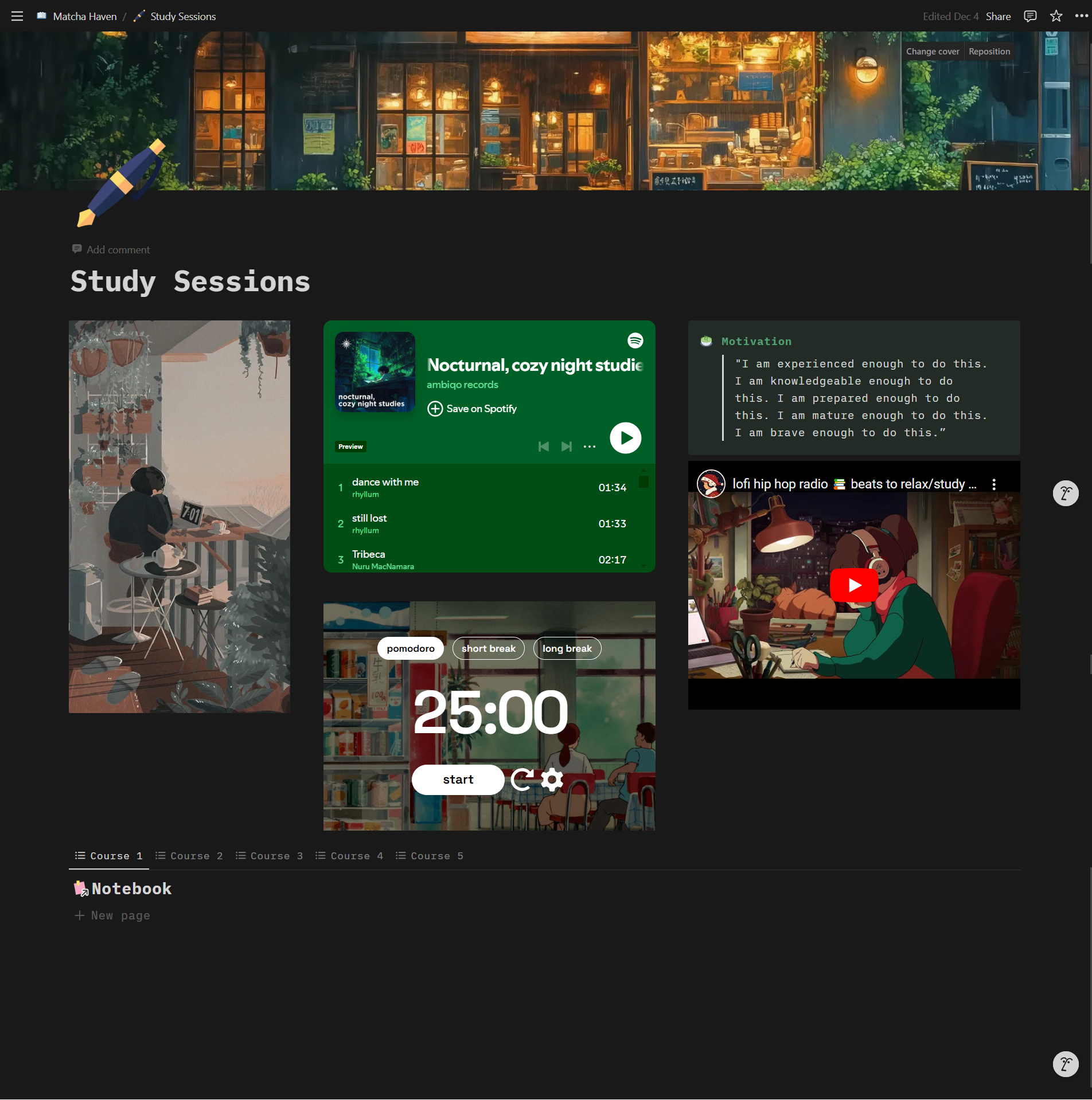 Cozy Notion Planner Template