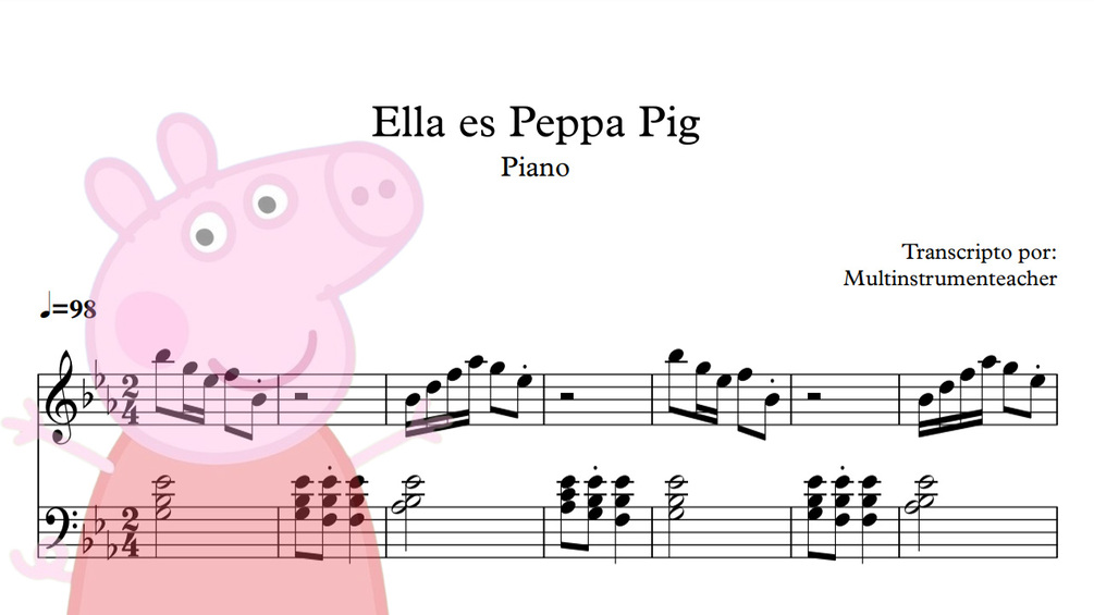 Ella Es Peppa Pig - Partitura para piano