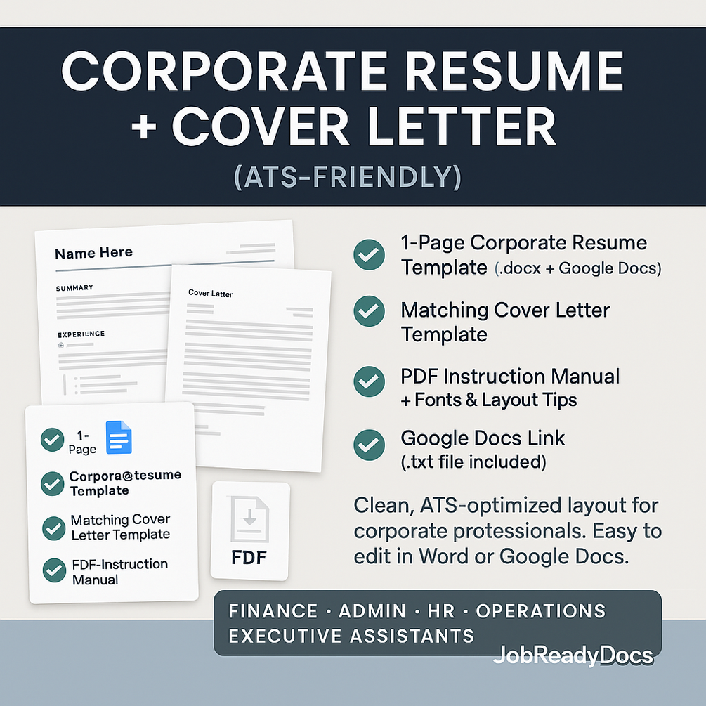 Corporate Resume + Cover Letter (ATS-Friendly)