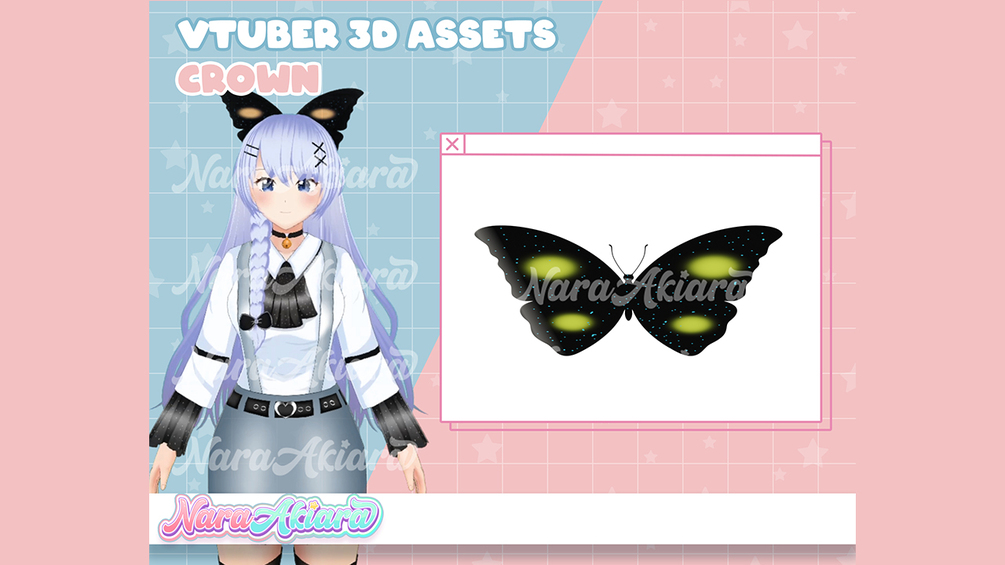 3D Vtuber Assets Butterfly Accessory Vroid Commission, 3D assets ready ...