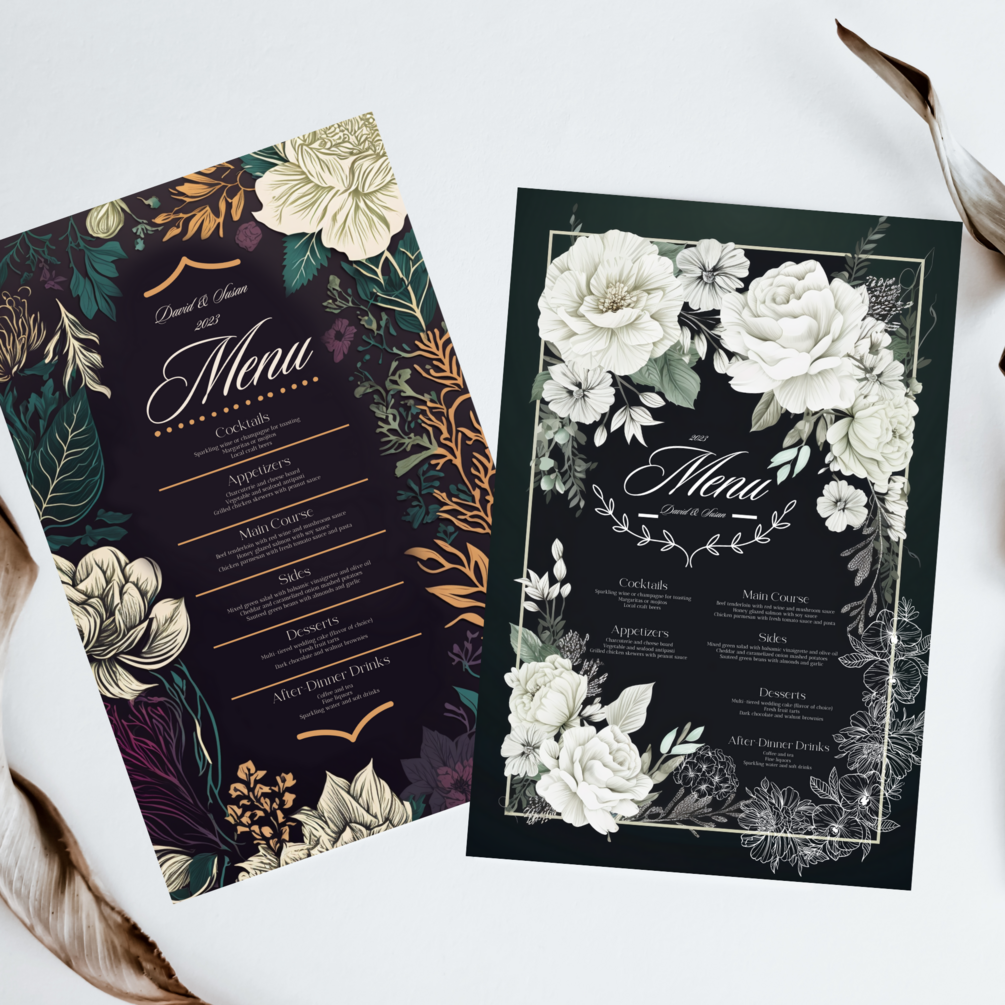 Canva Wedding Digital Paper For Invitations And Menus, Floral Borders ...