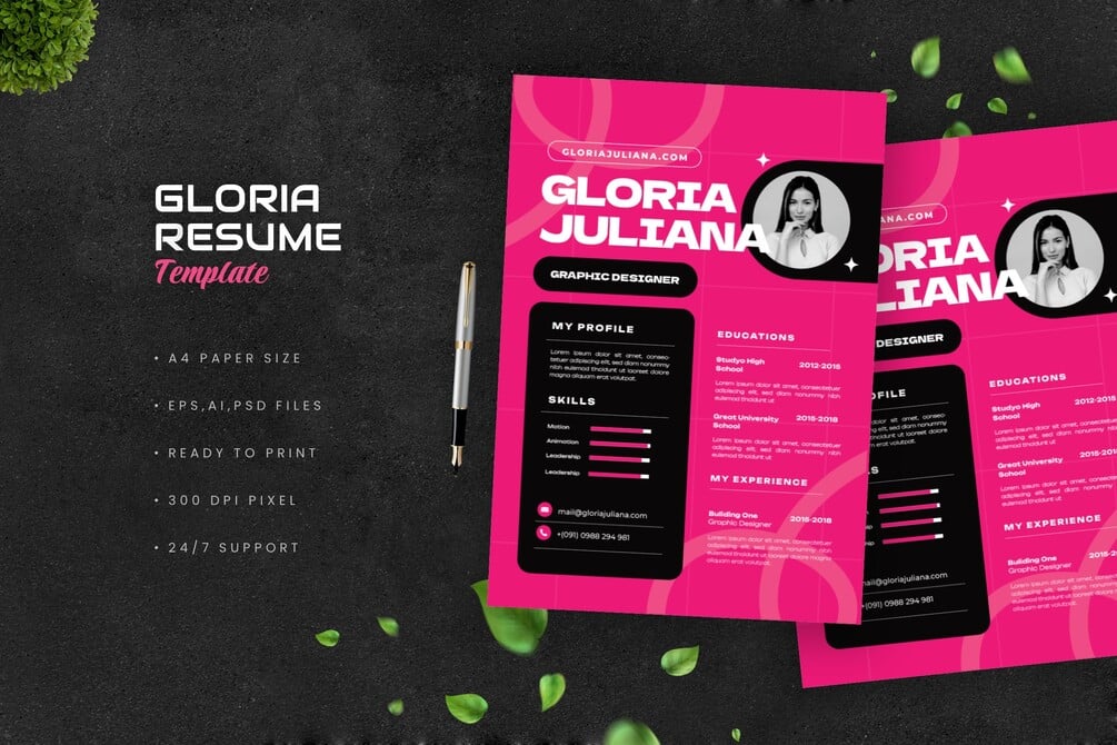 Bright Pink Resume