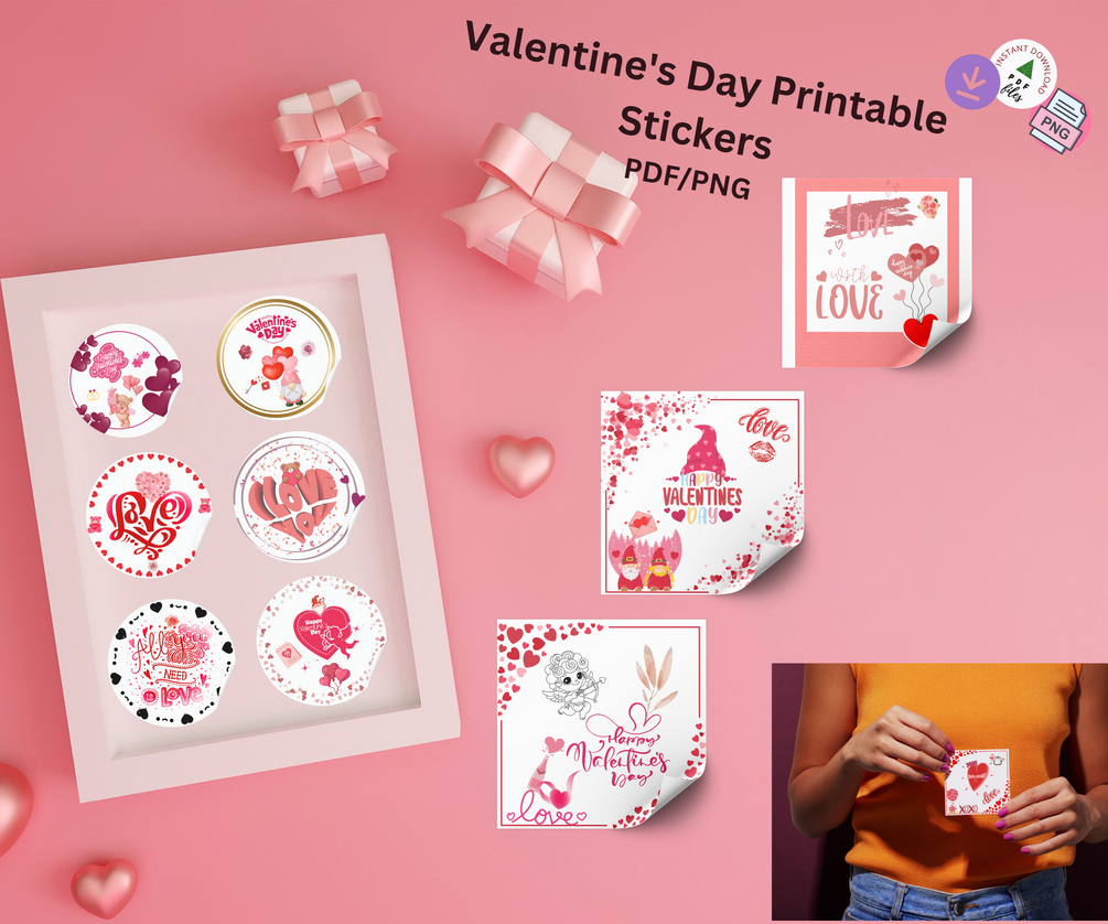 Chic Valentine's Day Printable Stickers