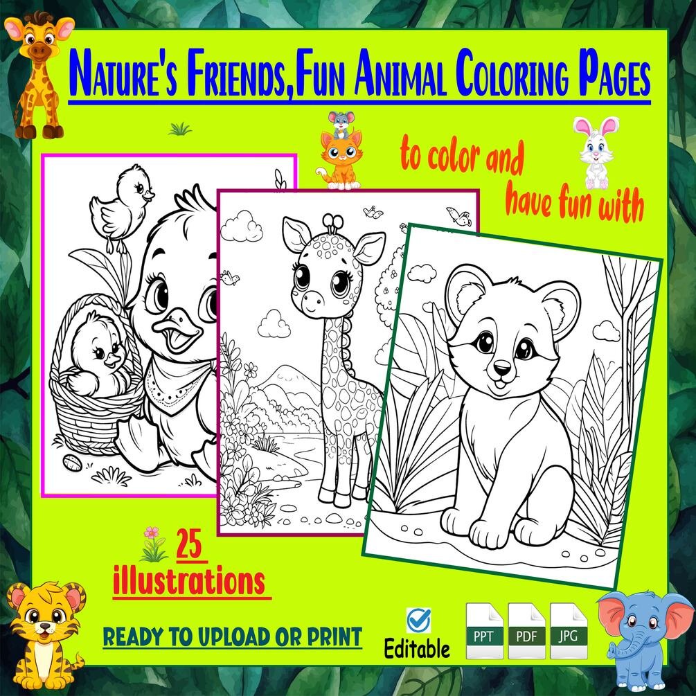 Nature's Friends,Fun Animal Coloring Pages