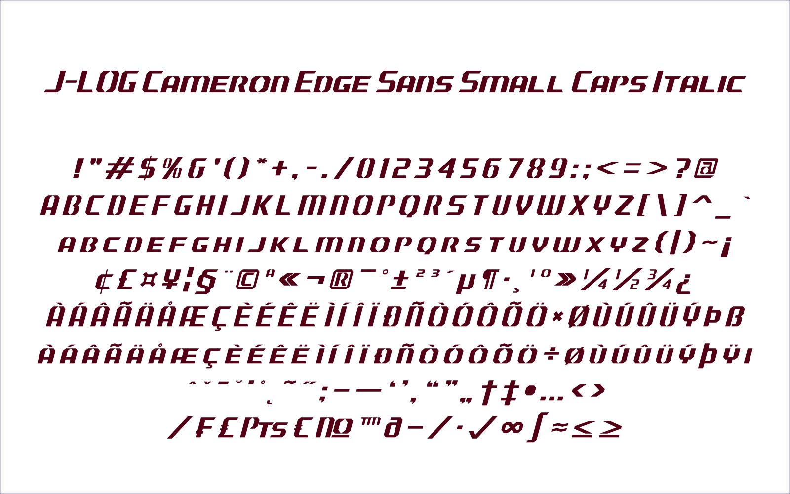 J-LOG Cameron Edge Sans Small Caps Italic
