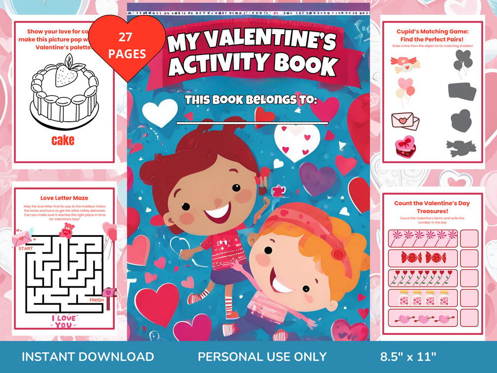 Valentine's Day Activity Book for Kids | Printable Quiet Book for ...