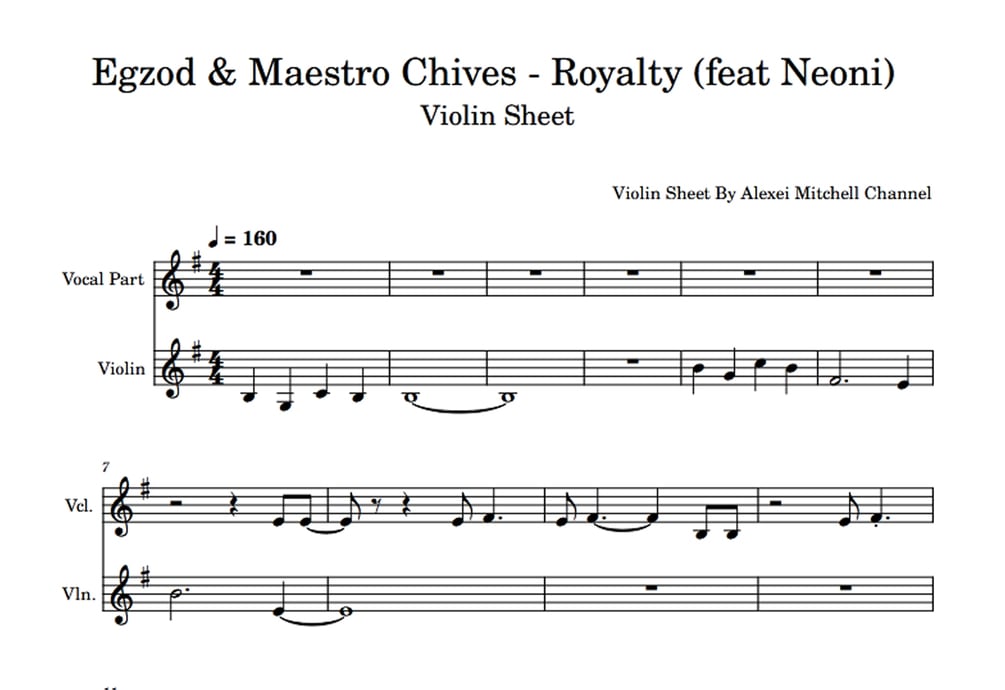 Egzod & Maestro Chives - Royalty (feat. Neoni) Violin Sheet