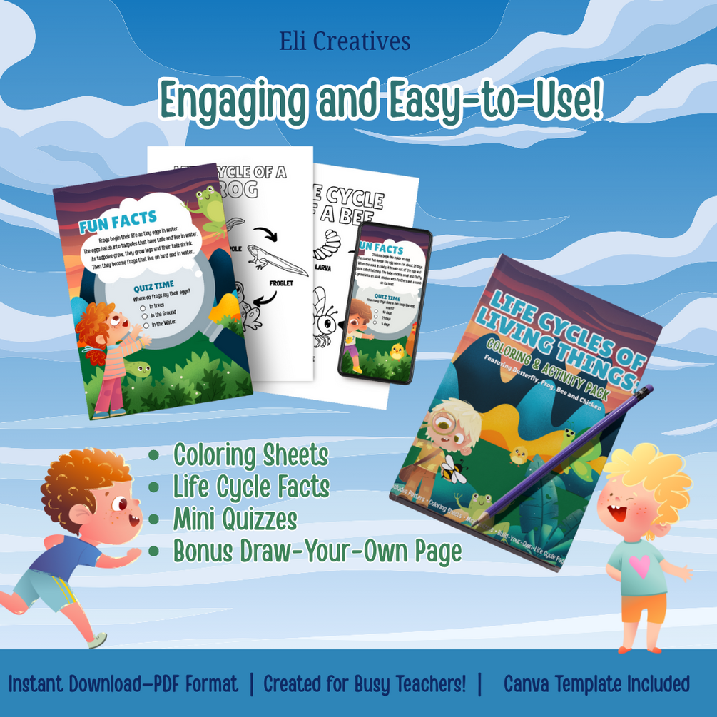 [ELICREATIVES] LIFE CYCLES OF LIVING THINGS: COLORING & ACTIVITY PACK