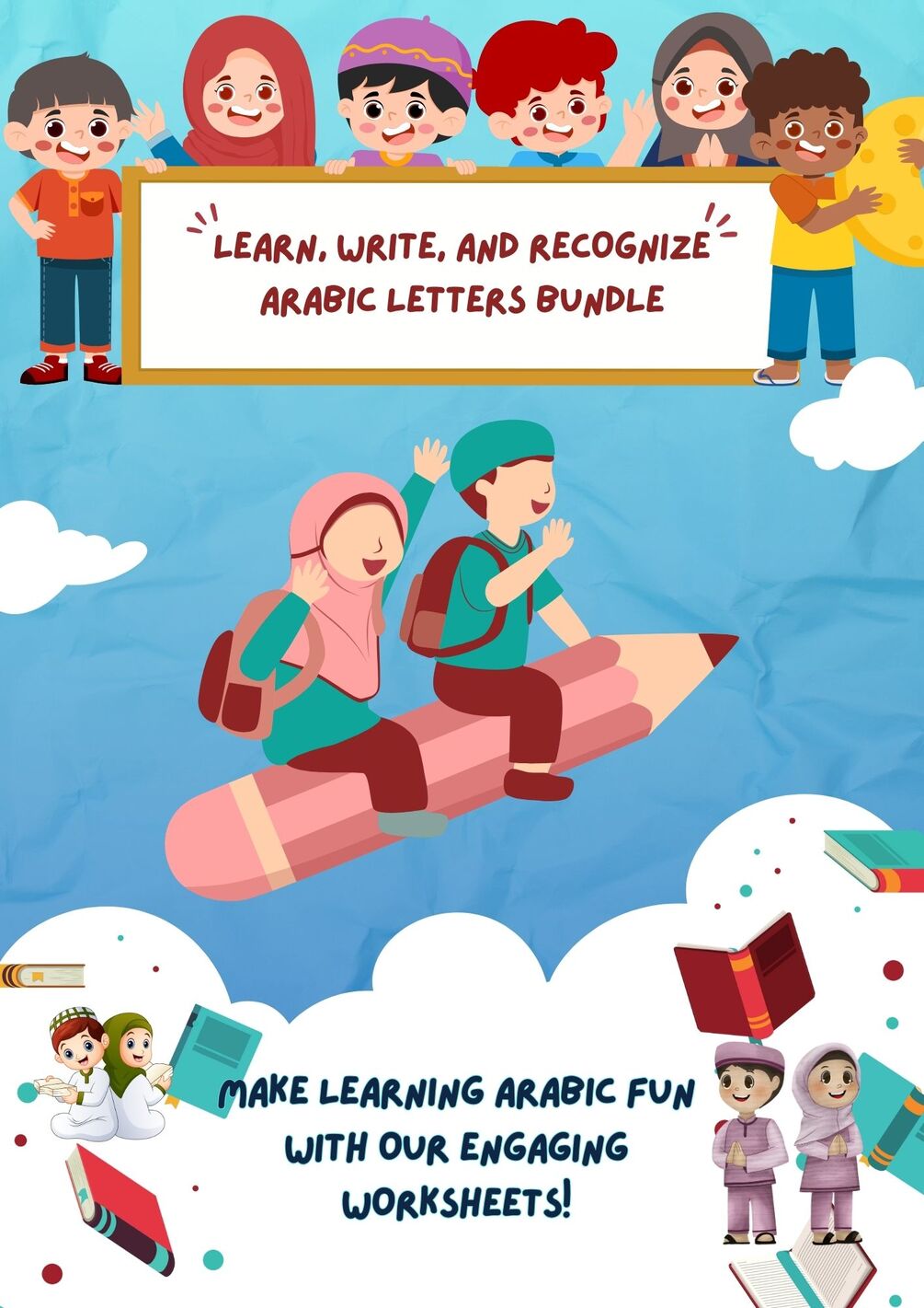 Learn, write, and recognize Arabic letters bundle