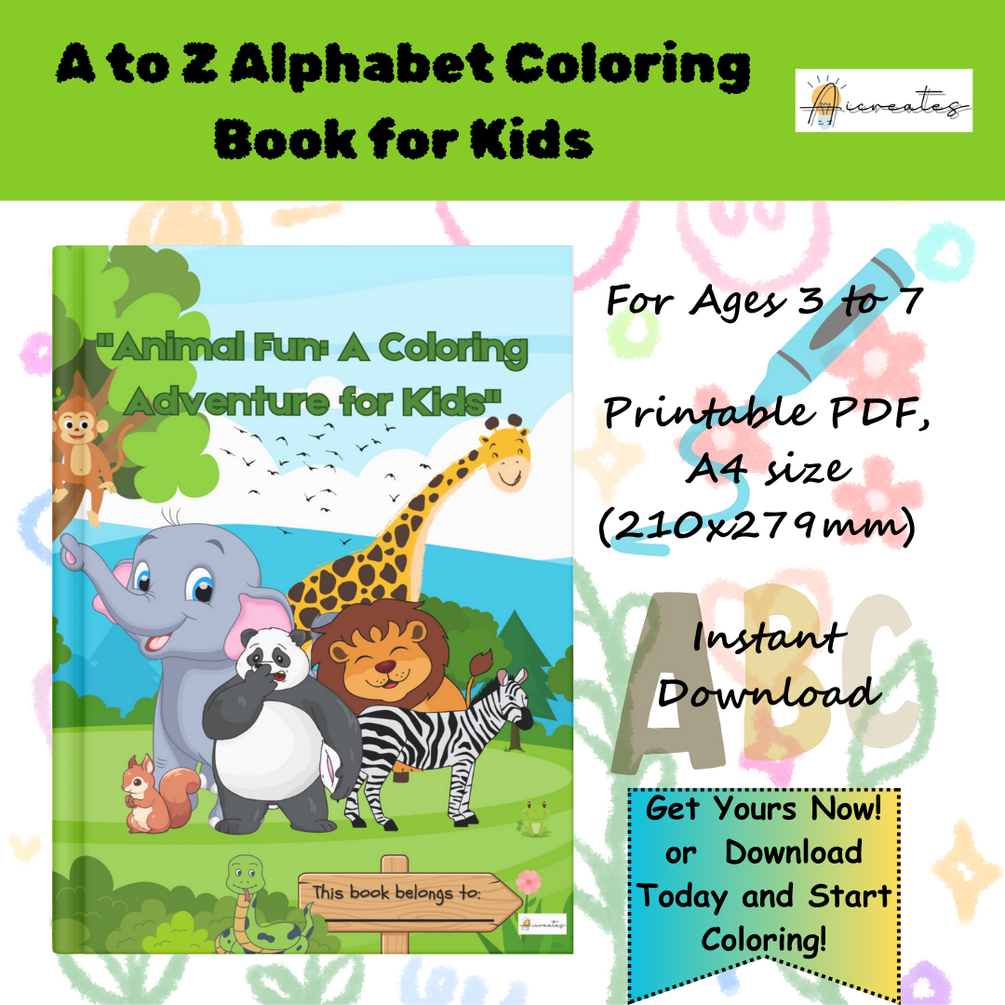 Coloring Book Adventure for Kids! A to Z Animals Alphabet