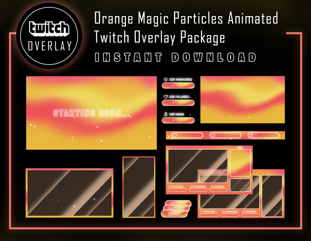 Twitch Overlay Package - Orange Magic Particles Twitch Streaming ...