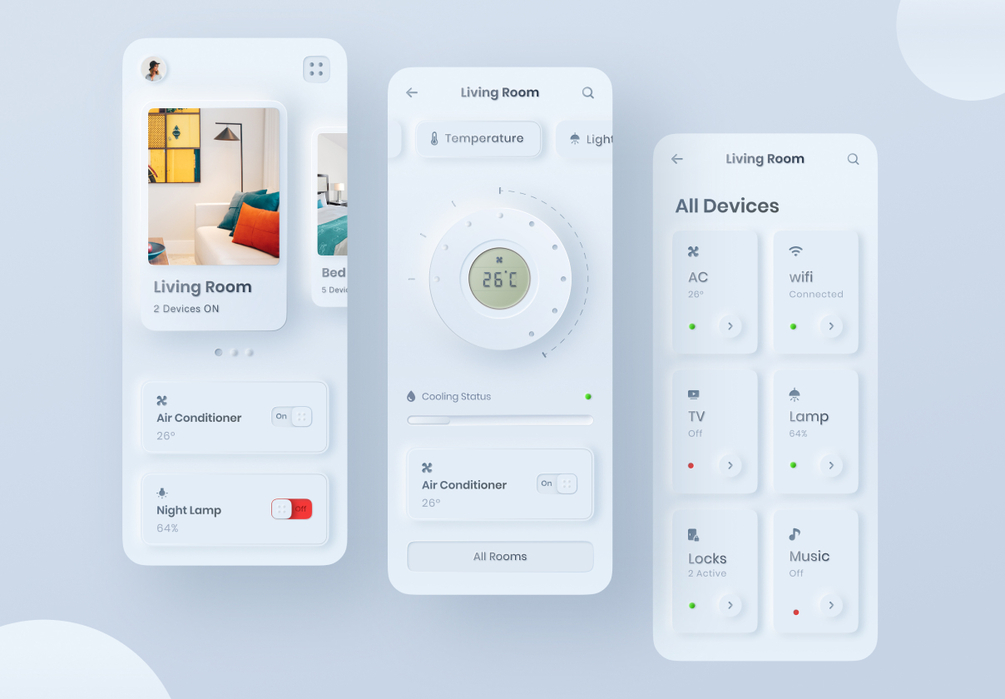 Skeuomorphic styled home control app UI