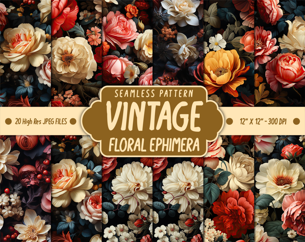 Vintage Dark Floral Pattern (Freebie)