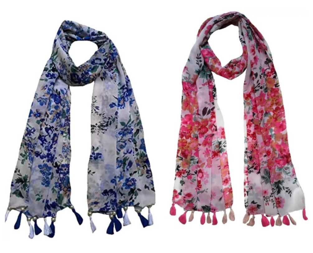 Fancy women scarfs/ stoles floral print combo of 2 pcs