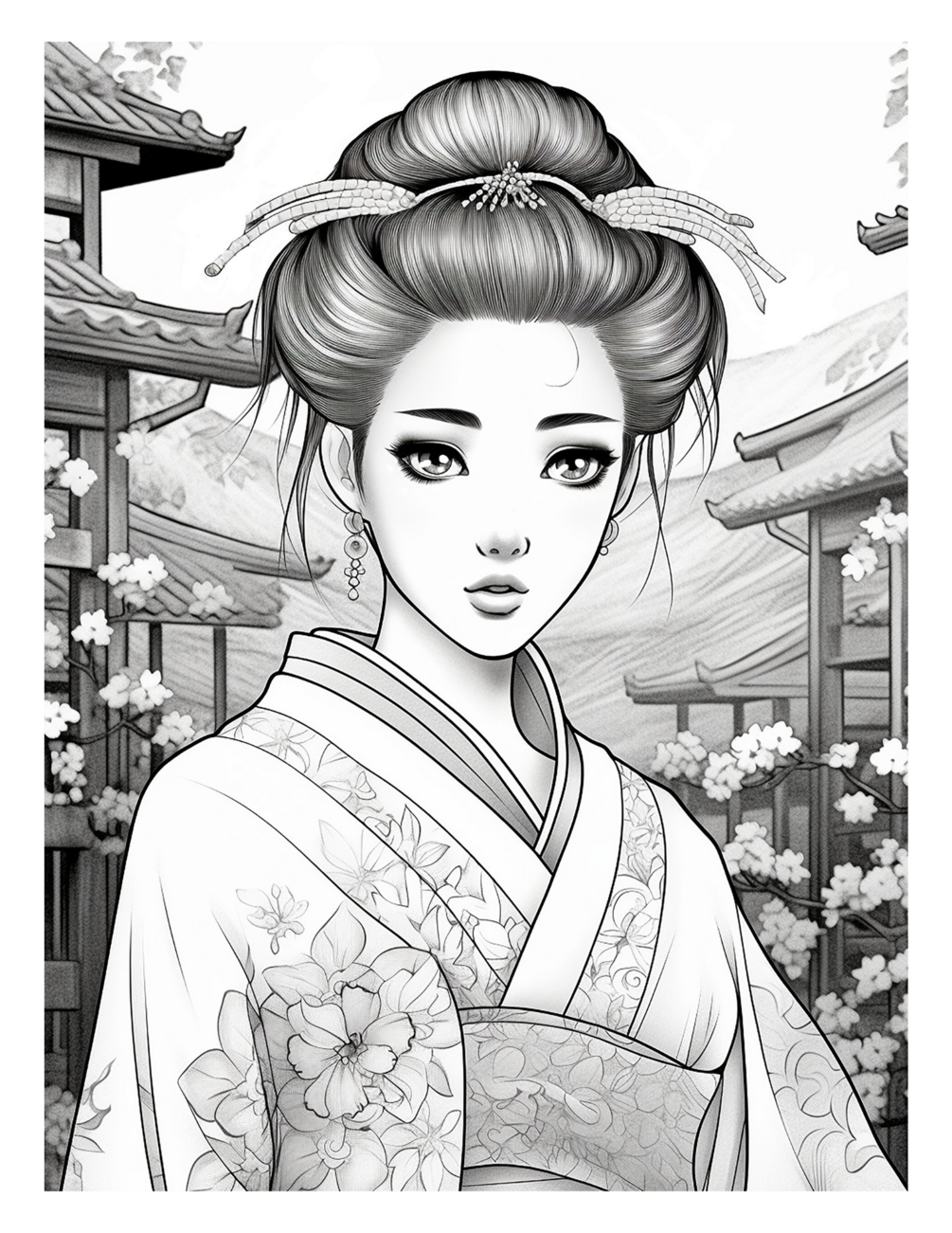 Geisha Japanies Coloring Pages
