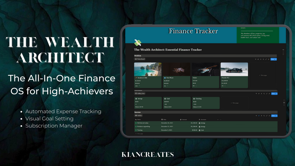 The Wealth Architect: Essential Finance Tracker