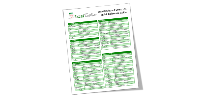 Microsoft Excel Keyboard Shortcuts Quick Reference Guide