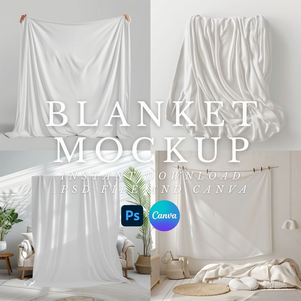 Blanket Mockup Bundle - Throw Blanket Mockup Photoshop - Velveteen ...