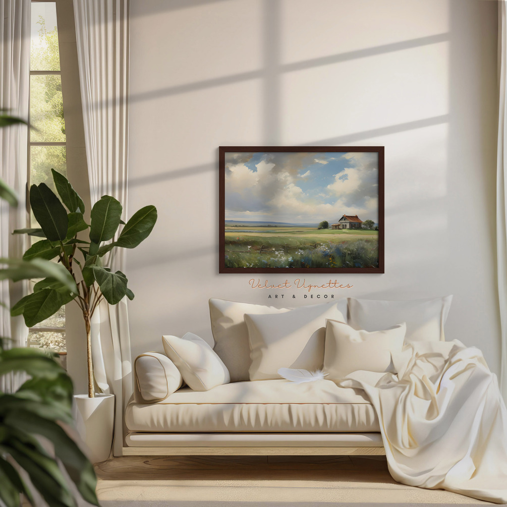 Farmhouse field print springtime home decor canvas countryside boho ...