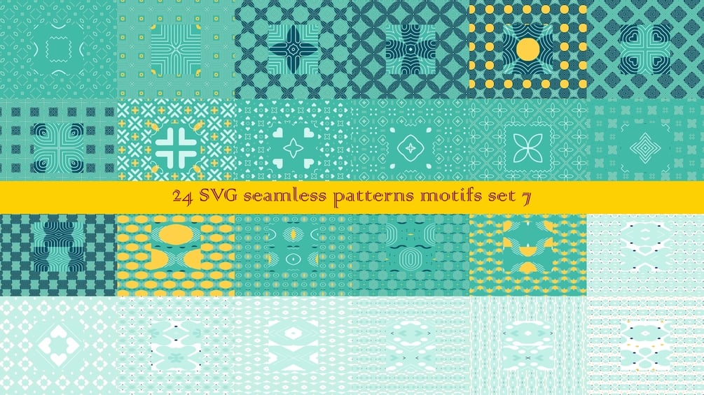 24 SVG seamless patterns motifs set 7