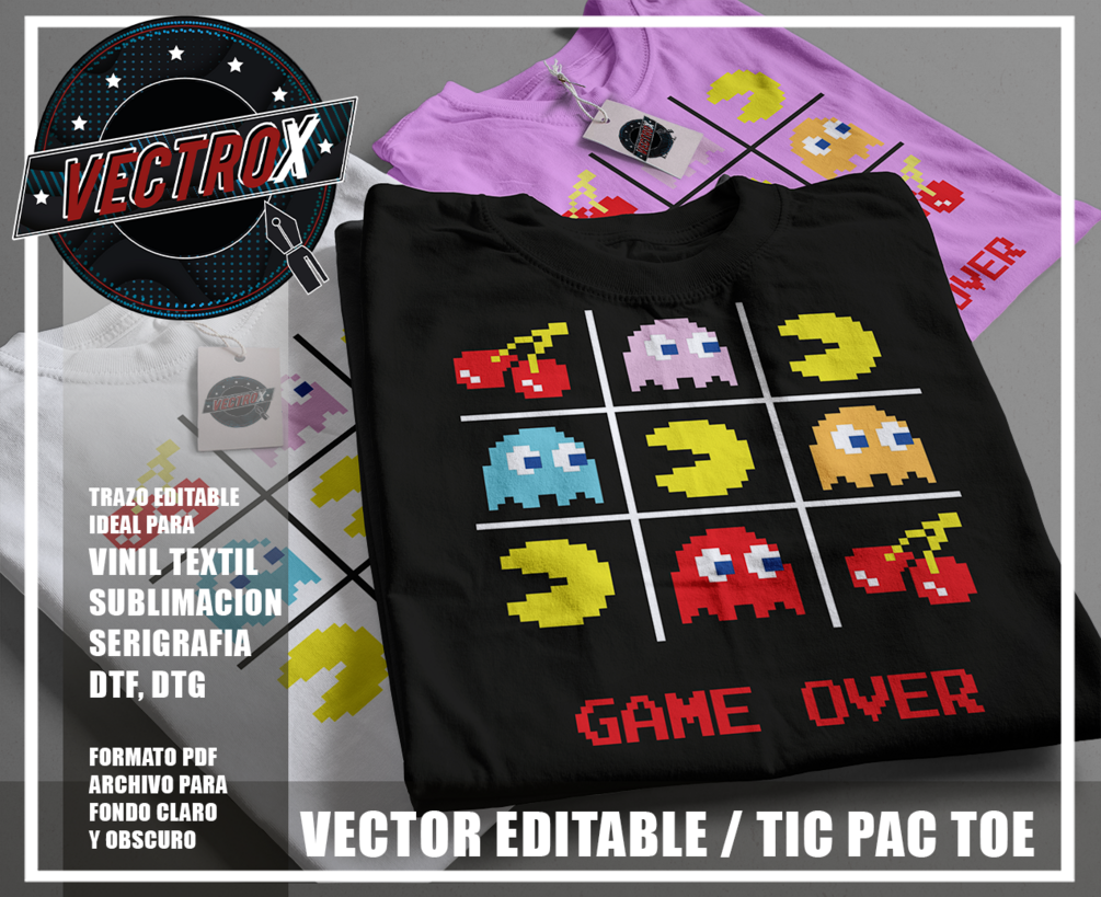 Vector Editable - Tic Pac Toe (Pacman)