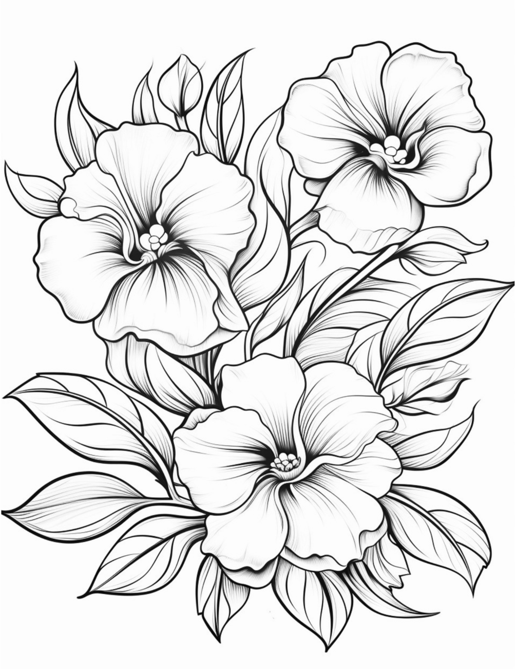 Relaxing flowers coloring Pages