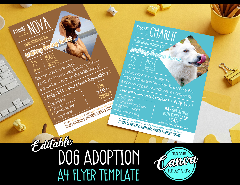 Minimalist A4 Dog Adoption Flyer Template - Modern & Easy Edit | Canva ...