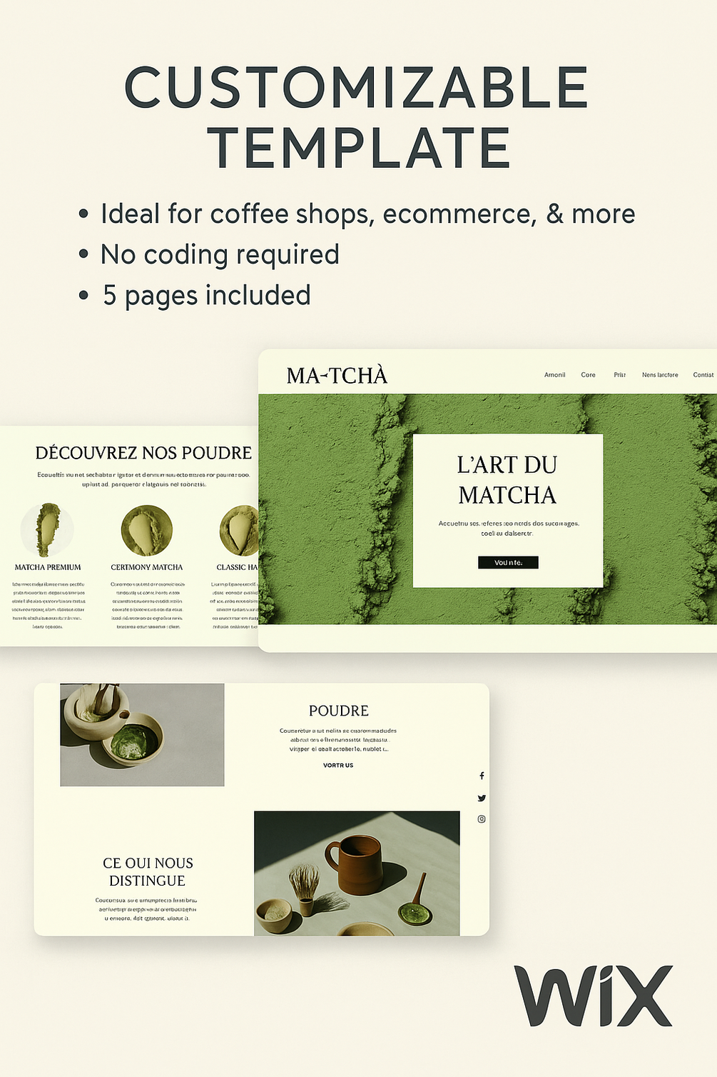 Template site coffee shop wix