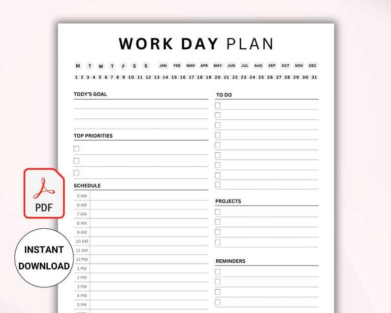 Work Day Organizer. Daily Planner Printable. Daily Goal Planner. Time ...