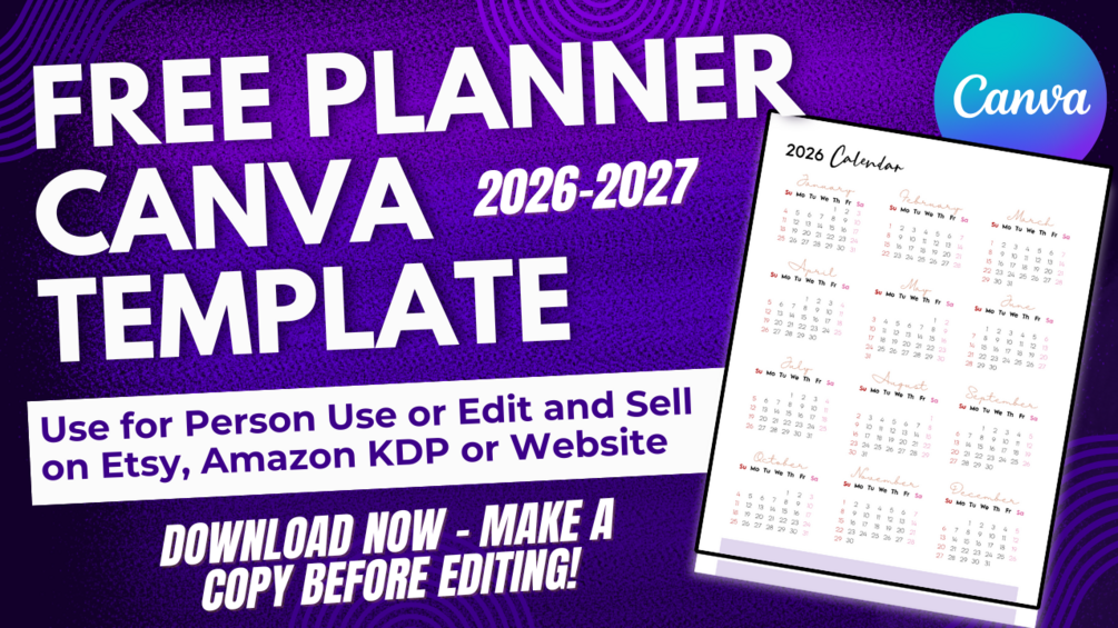 2026-2027 Digital Planner Free Canva Template