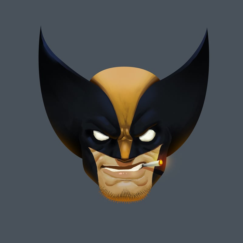 Wolverine head digital painting process video - no audio