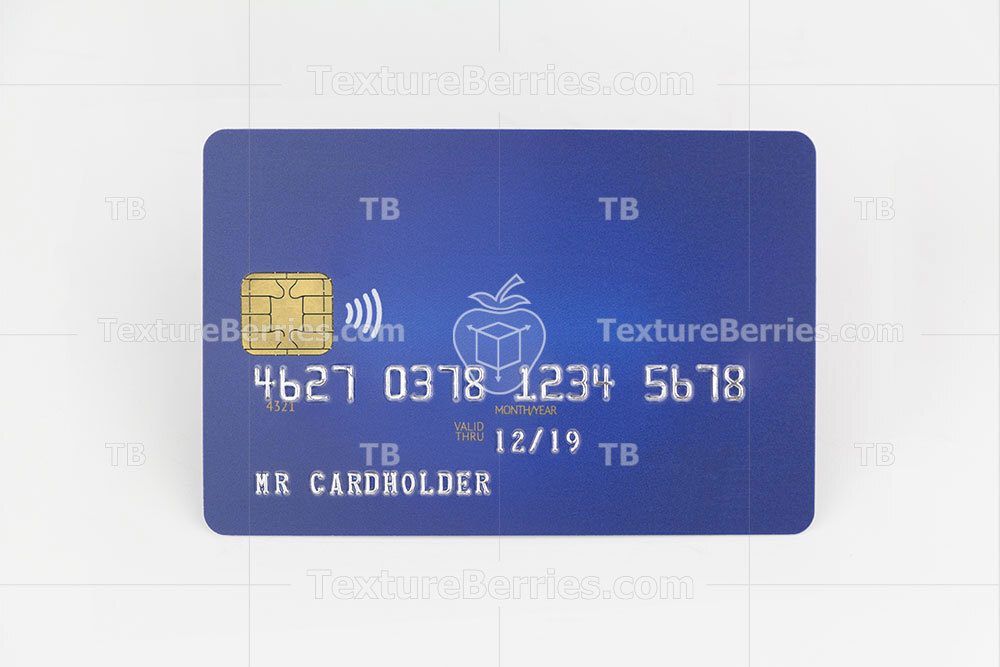 Blank blue credit card isolated on white background