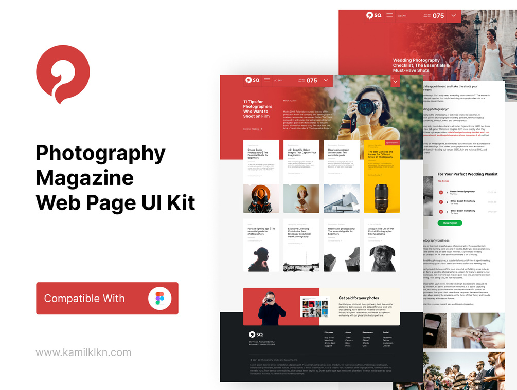 Photography Magazine Web Page UI Kit