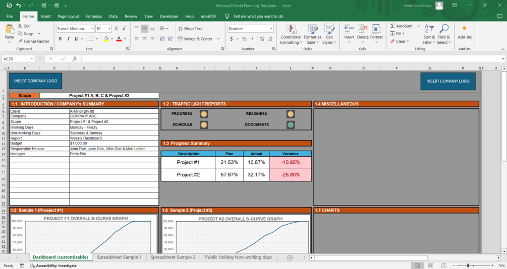 Microsoft Excel Planning Template