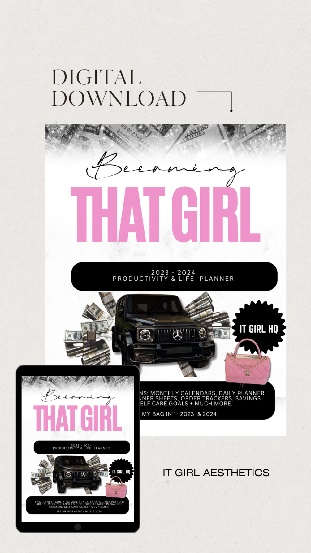 Aesthetic Becoming That Girl Digital Planner, Girl Boss Digital Planner ...