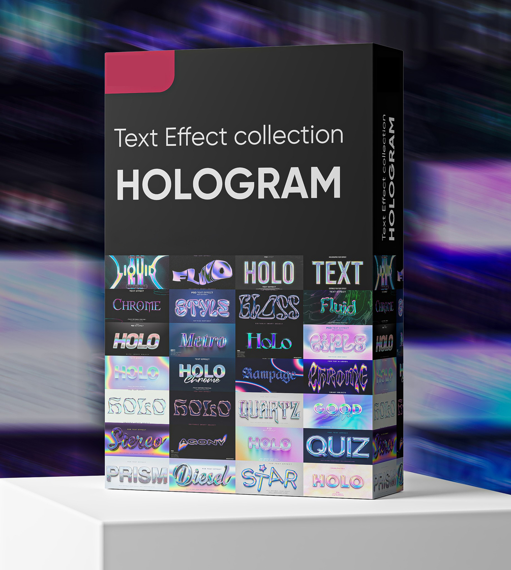 Text Effect Collection Hologram PSD Format