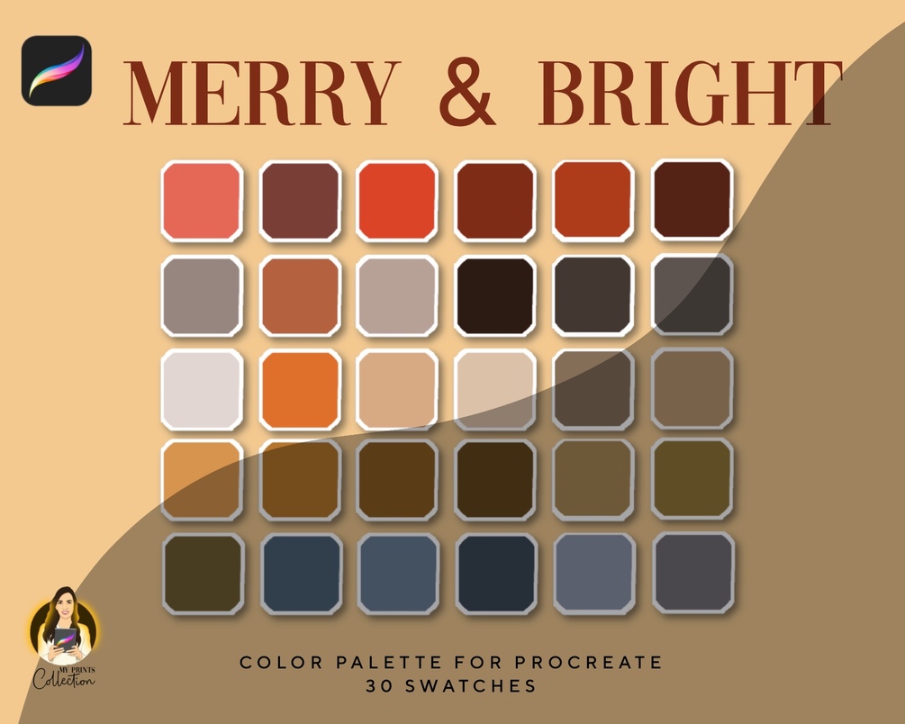 Merry & Bright Procreate Color Palette | 30 Swatch | Winter Tones ...