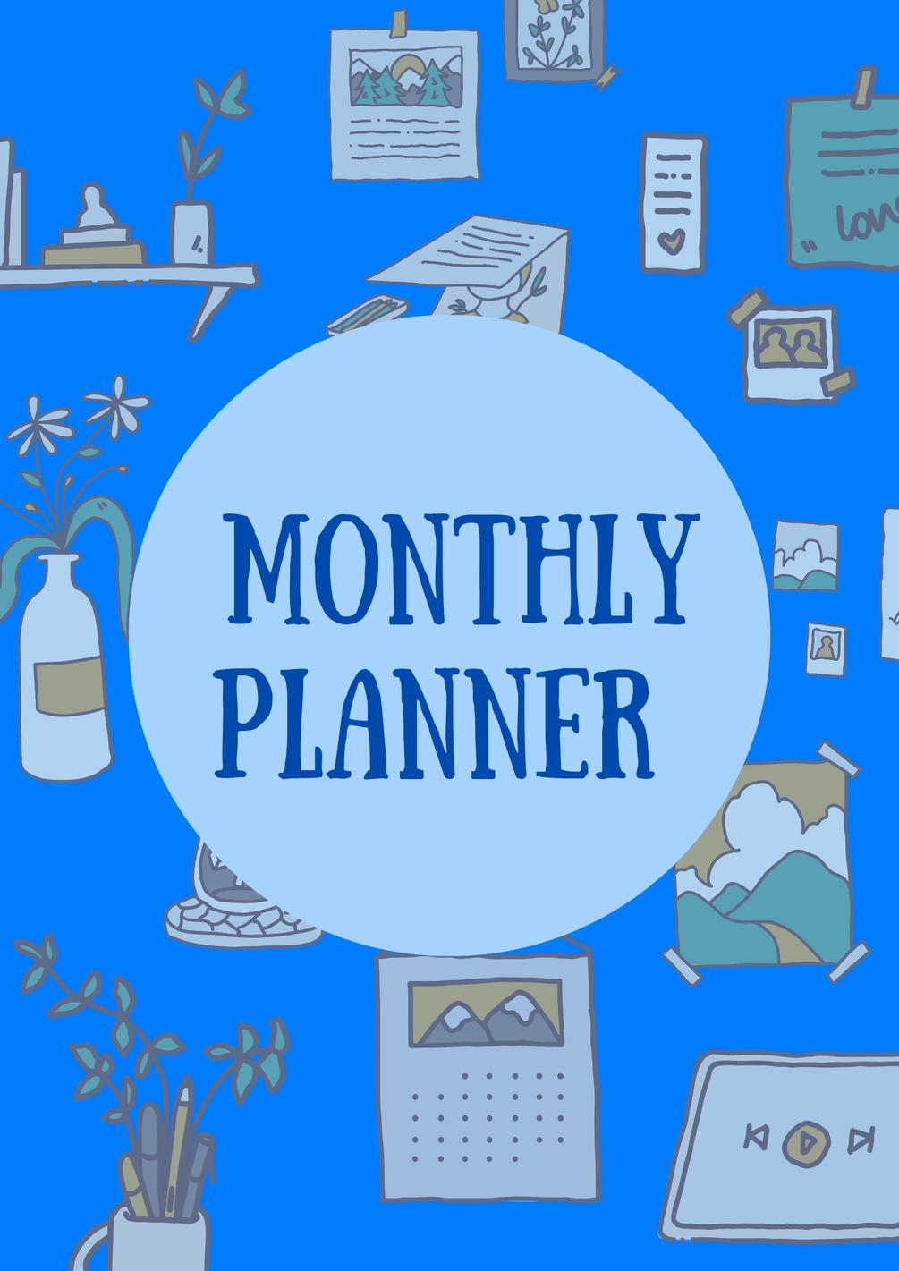 Blue Digital Planner | Printable 12-Page Undated Planner | Minimalist ...