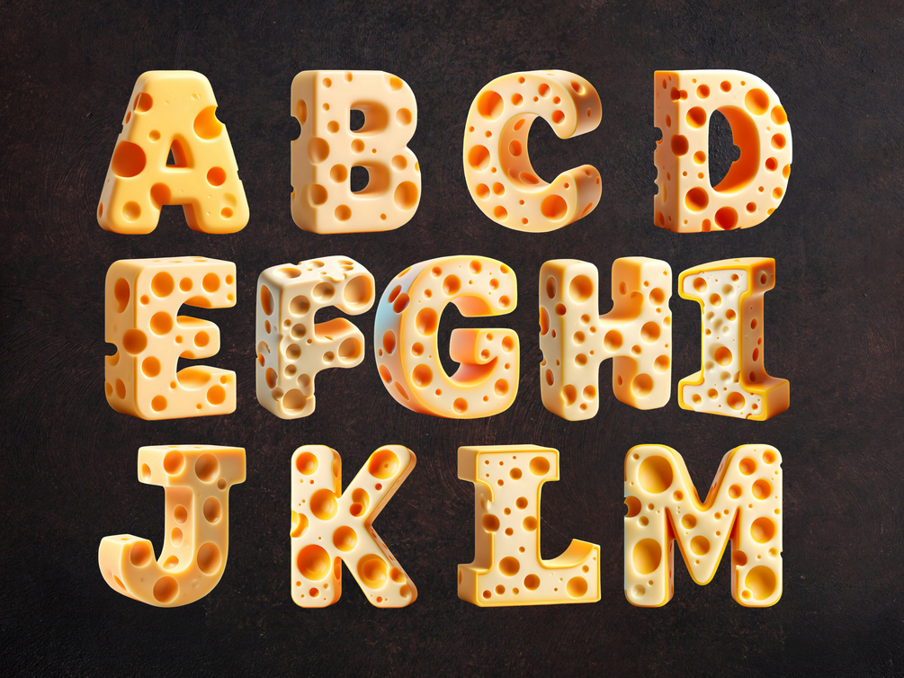 3D Swiss Cheese Alphabets clipart