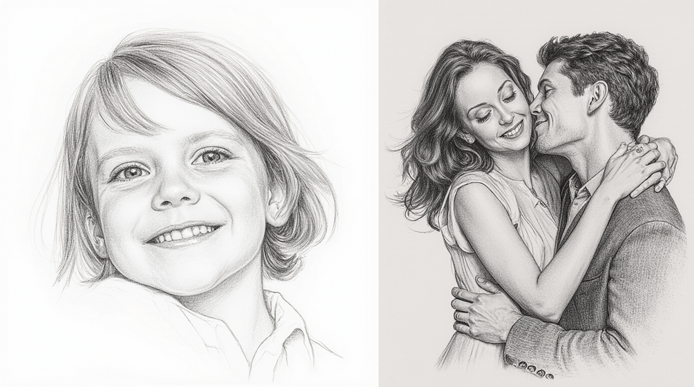 Custom Portrait Drawing – Merge Loved Ones Into One Image