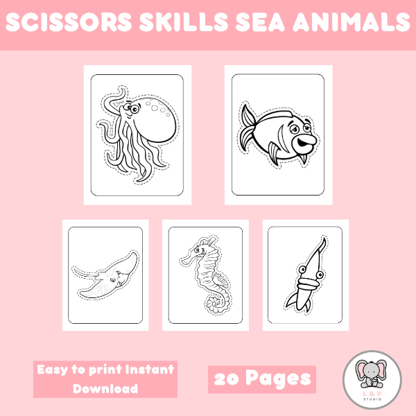 scissors skills sea animals