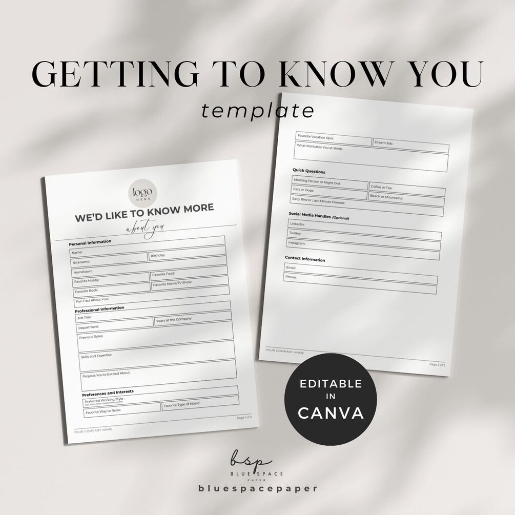 Get to Know You Questions Template - DO047