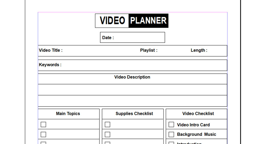 Yt Video planner log book