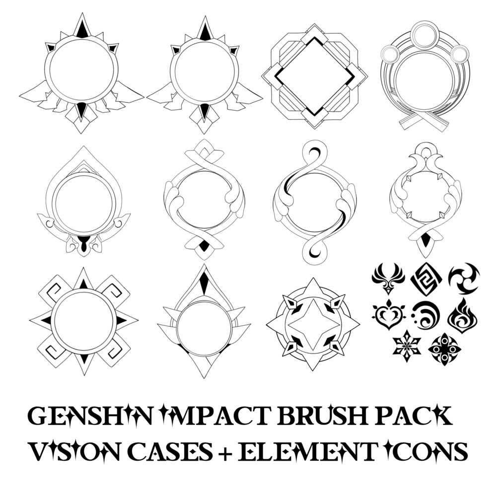 Genshin Impact Vision Cases and Element Icons Brush Set