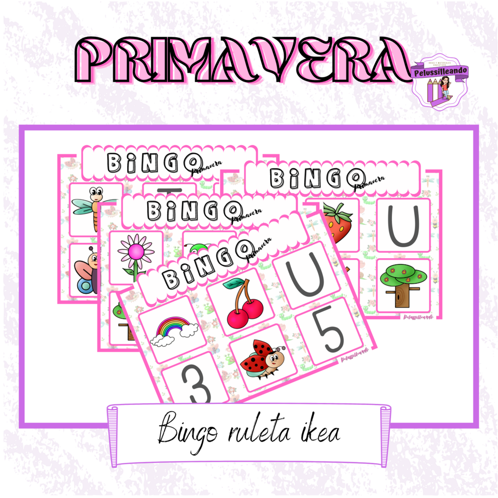 Bingo primavera (Ruleta Ikea), números (1 al 5) y vocales