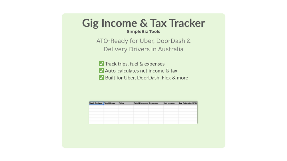 Gig Income & Tax Logbook – ATO Ready (For Aussie Delivery Drivers)