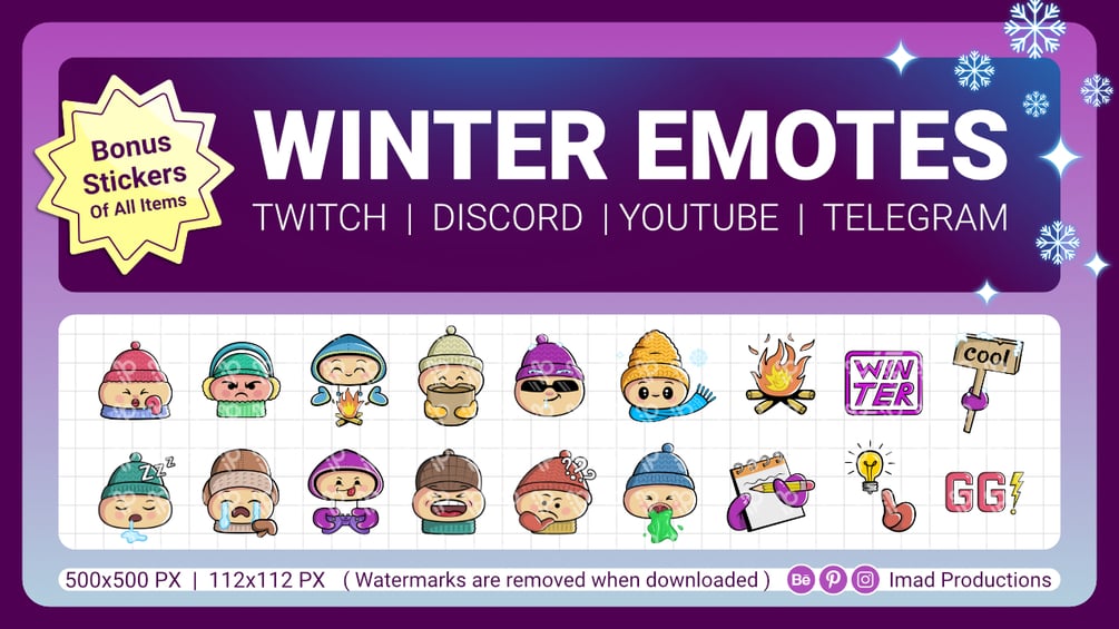 Custom Winter Emotes For Twitch Discord Youtube And Telegram Chats