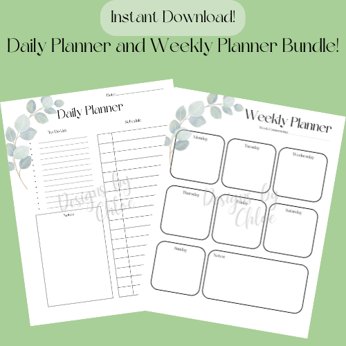 Daily Planner and Weekly Planner Bundle | PDF INSTANT DOWNLOAD