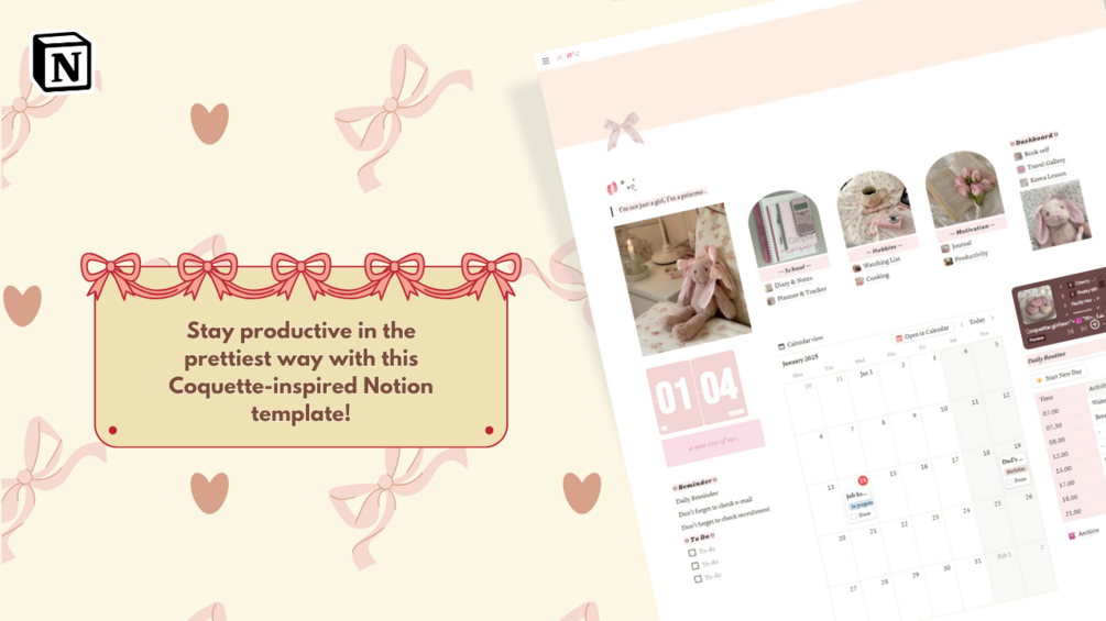 Coquette Notion Dashboard Template