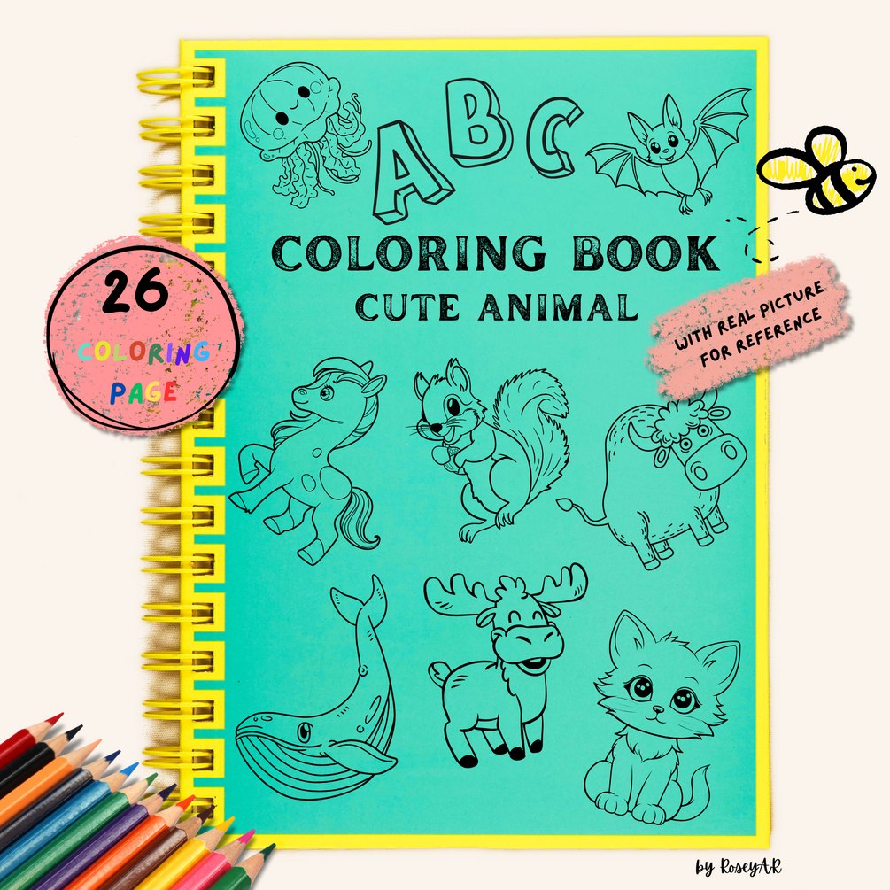 Cute animal ABC coloring book